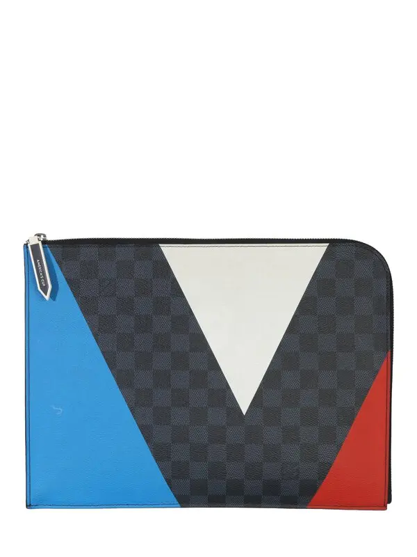 LOUIS VUITTON Damier Cobalt Americas Cup Porte Documents - Black