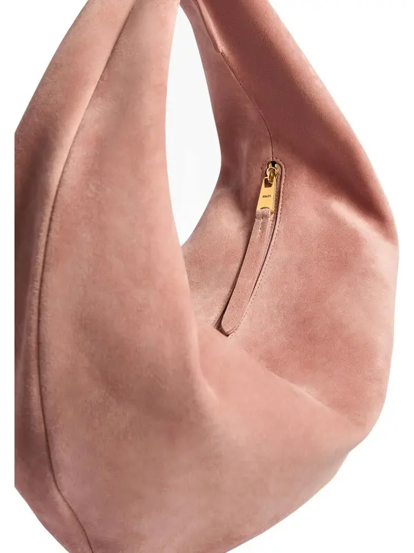 Khaite Medium Olivia Hobo In Suede - Dusty Pink
