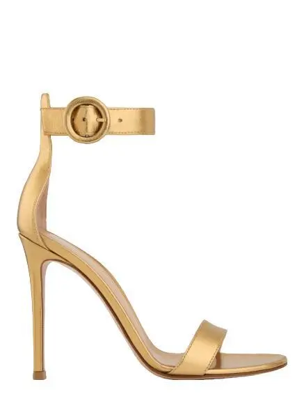GIANVITO ROSSI Lamb Leather Portofino 105 Sandals - Gold