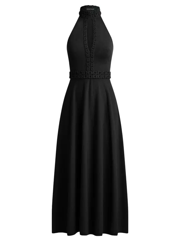 Scanlan Theodore Crepe Knit Daisy Sleeveless Dress - Black