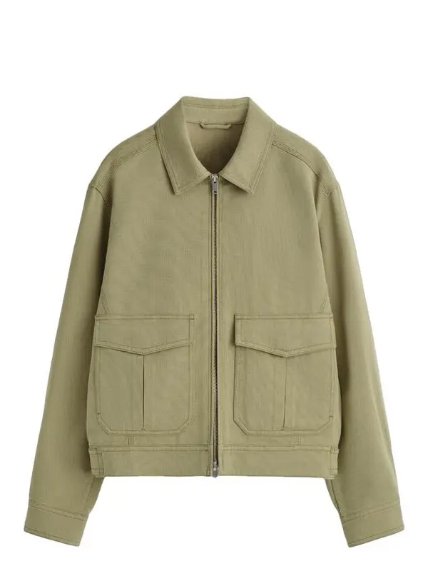 Cos Cotton-blend Zip-up Utility Jacket - Beige