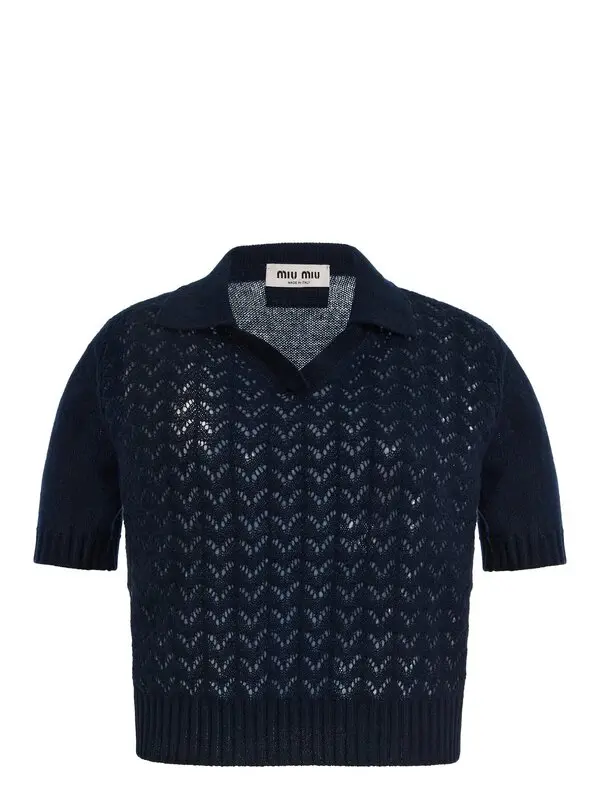 Miu Miu Cashmere Polo Shirt - Navy