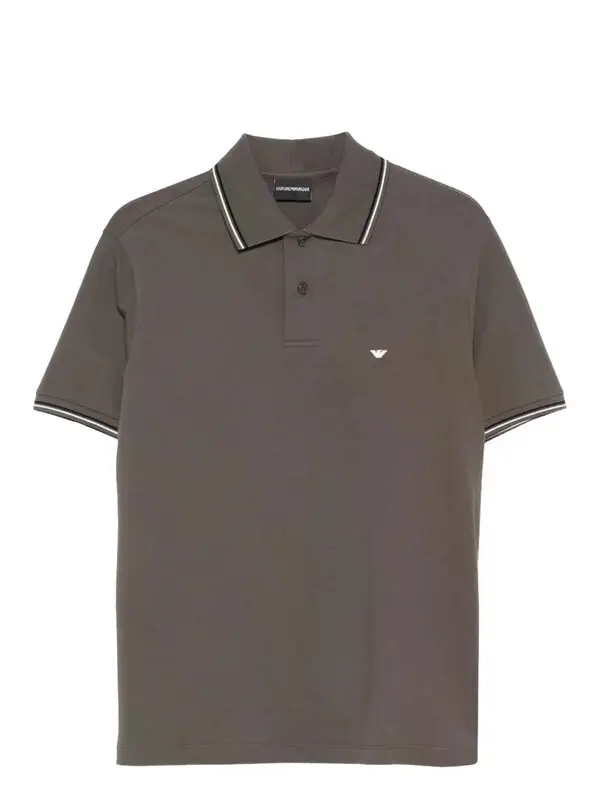 Emporio Armani Stripe-trim Polo Shirt - Grey