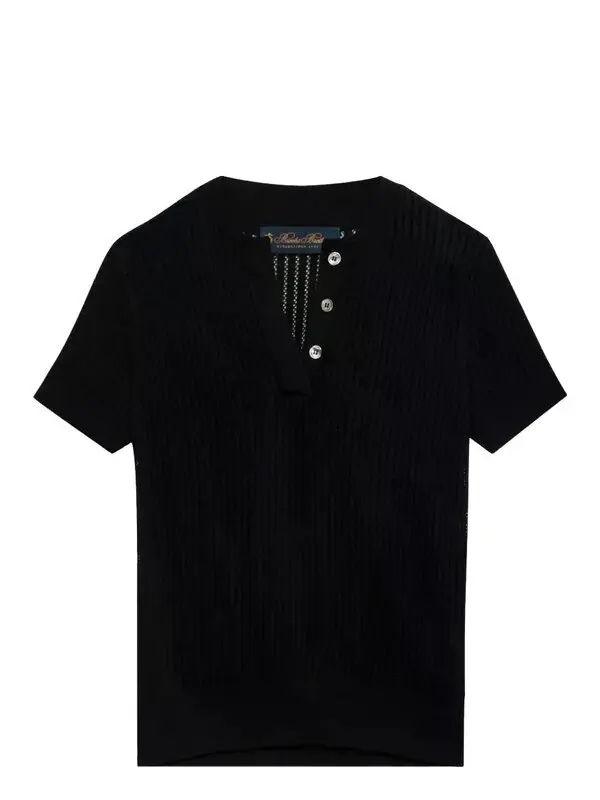 Brooks Brothers Pointelle-knit Top - Black