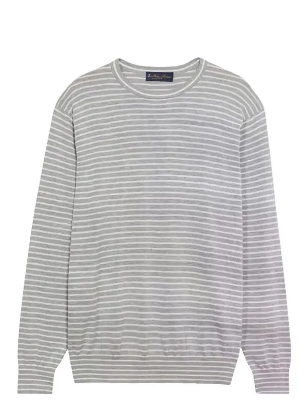 Brooks Brothers Striped Crew-neck Sweater - Grey