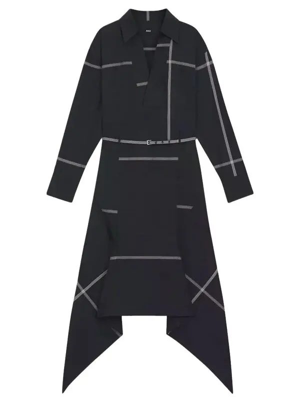 BOSS V-neck Belted Midi Dress - Black