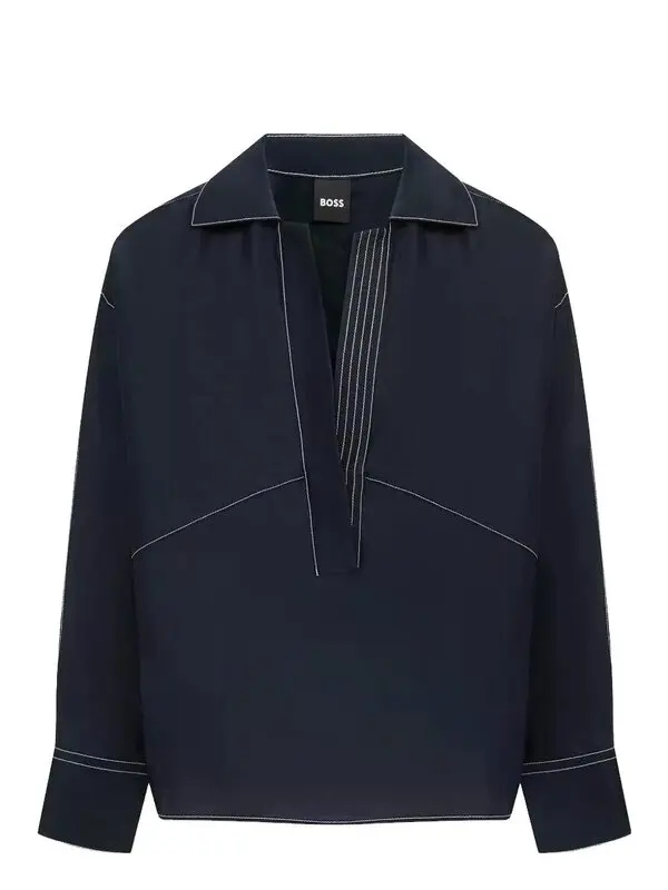 BOSS Contrast-stitching Blouse - Blue