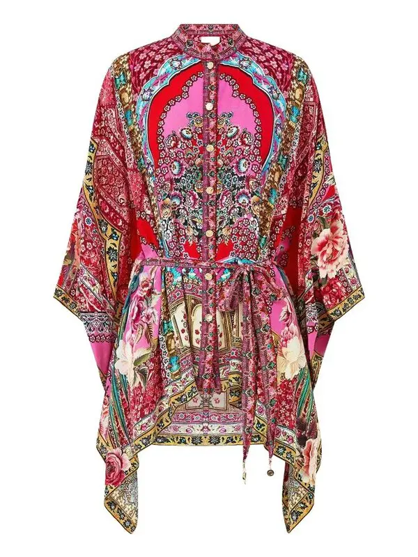 Camilla Buttoned Scarf Blouse - Red