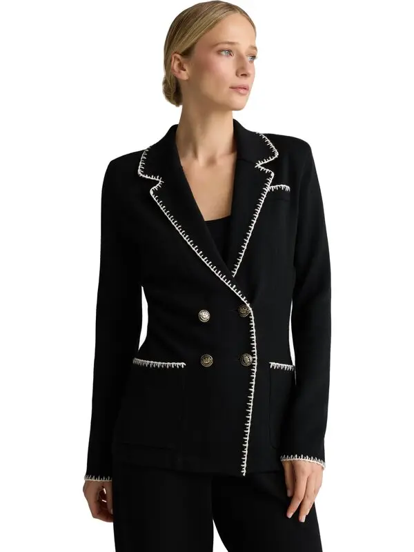 St. John Knits Donna Jacket In Signature Doubleface Knit - Black/alabaster