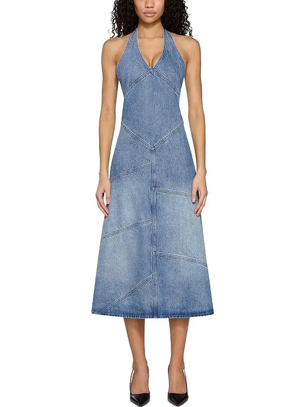 EB DENIM Delphi Pieced Halter Dress - Meadow