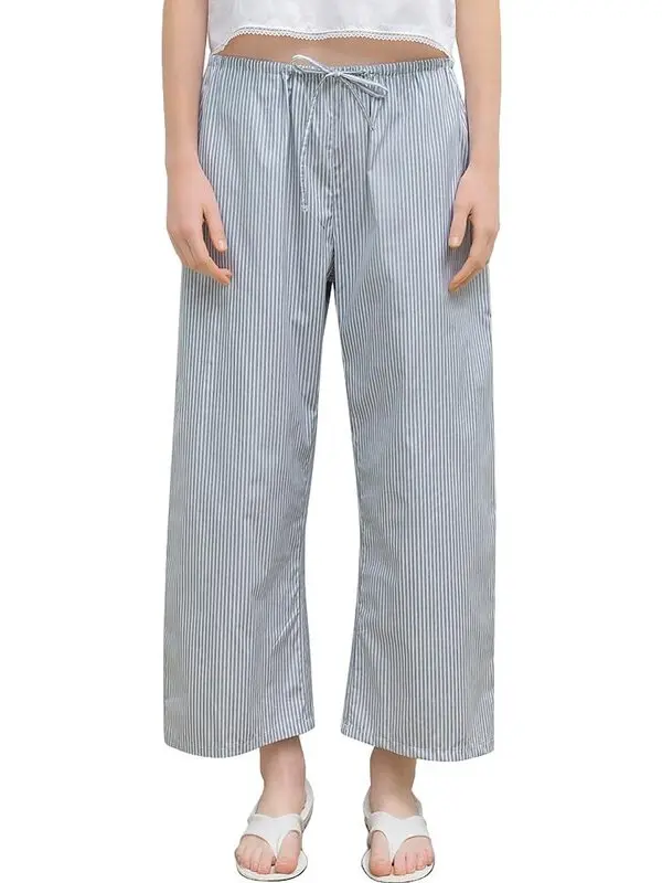 LESET Yoshi Stripe Crop Drawstring Pants - Stone Multi Stripe