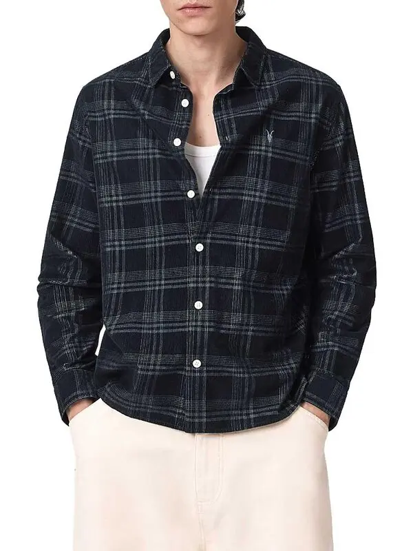 ALLSAINTS Rockley Plaid Relaxed Shirt - Surge Black