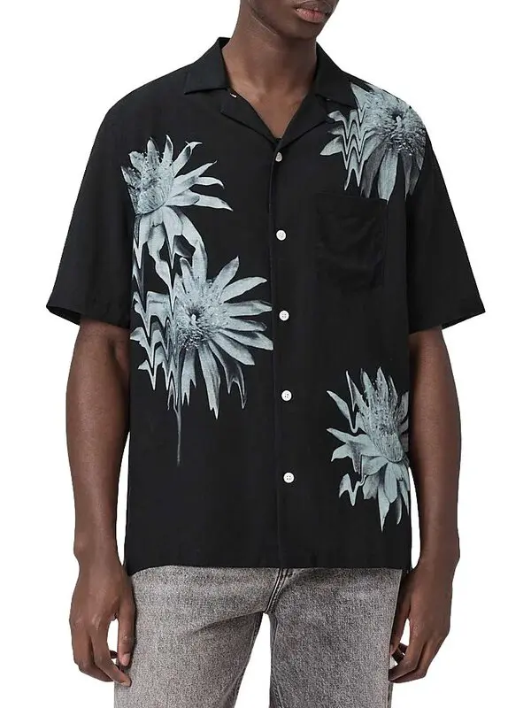ALLSAINTS Floraze Short Sleeve Shirt - Jet Black
