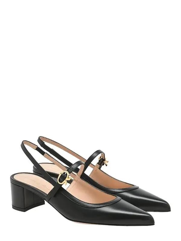 GIANVITO ROSSI Allette Slingback Pumps - Black Leather