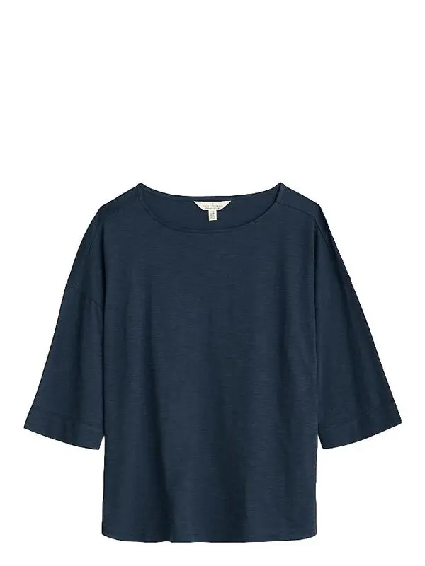 SEASALT CORNWALL Tremayne Quay 3/4 Sleeve Striped T-shirt - Maritime