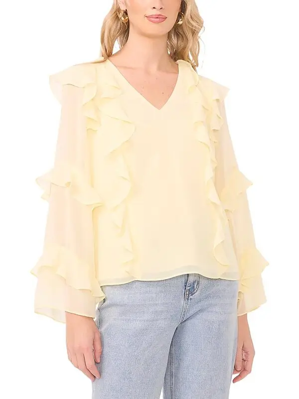 1.State Long Sleeve Ruffle Top - Pastel Yellow