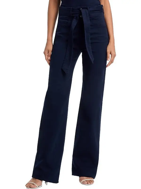 Veronica Beard Rosanna Corset Wide Leg Jeans - Navy