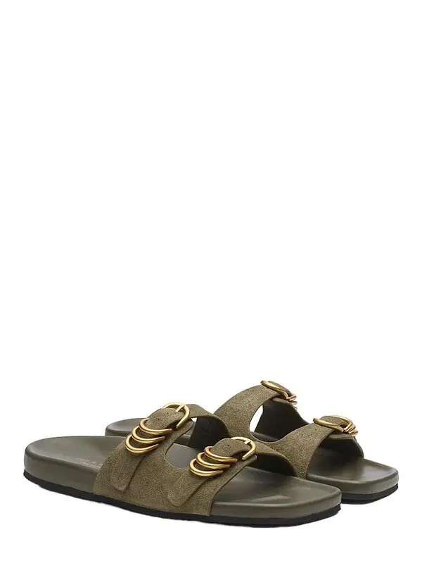 Rag & Bone Rue Leather Slides - Olive Suede