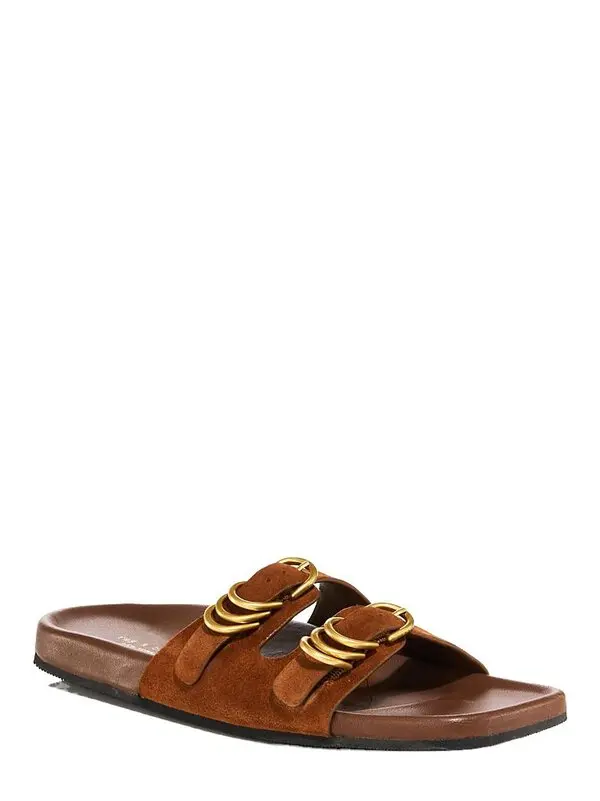 Rag & Bone Rue Leather Slides - Umber Suede