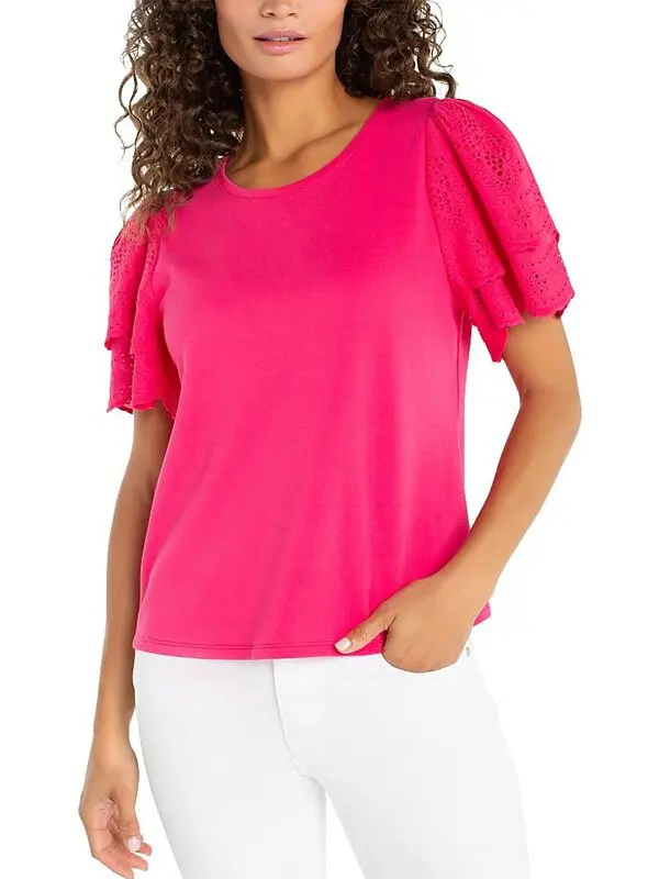 LIVERPOOL Embroidered Sleeve Tee - Brite Pink