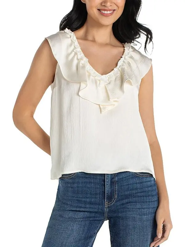 LIVERPOOL Ruffled Sleeveless Top - French Vanilla