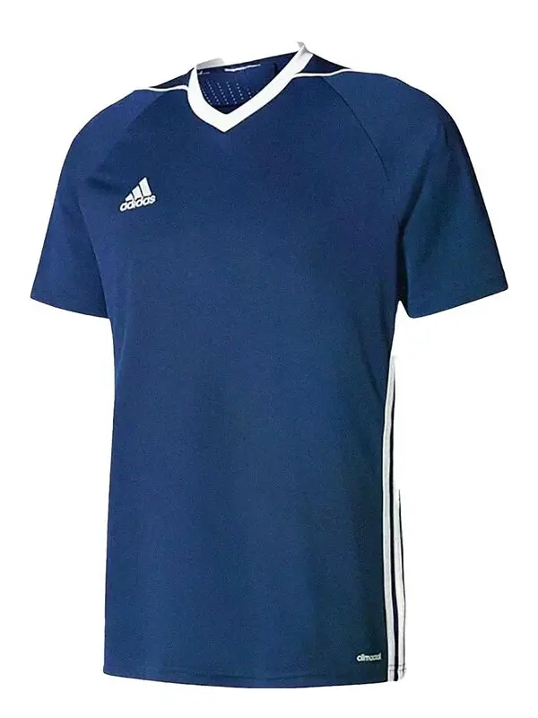 Adidas V-neck Striped T-shirt - Blue
