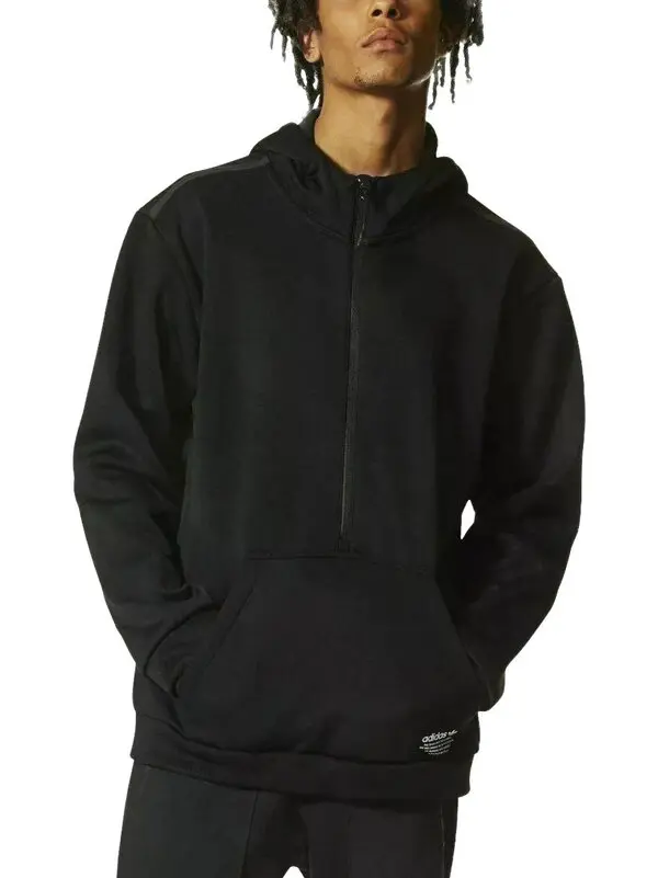 Adidas Hooded Zip-neck Top - Black