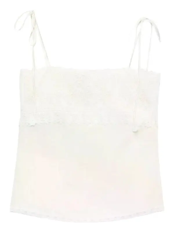 Valentino Garavani Lace-trim Tie-strap Top - Neutrals