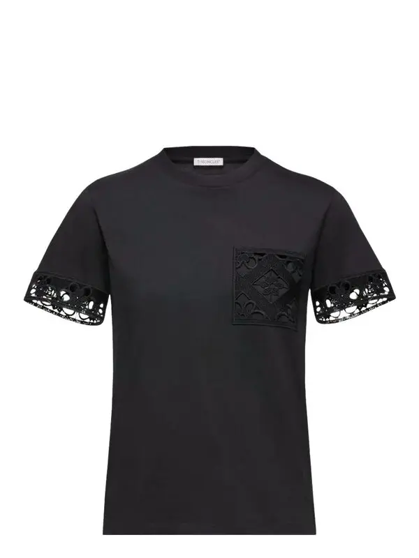 Moncler Lace-trimmed T-shirt - Black