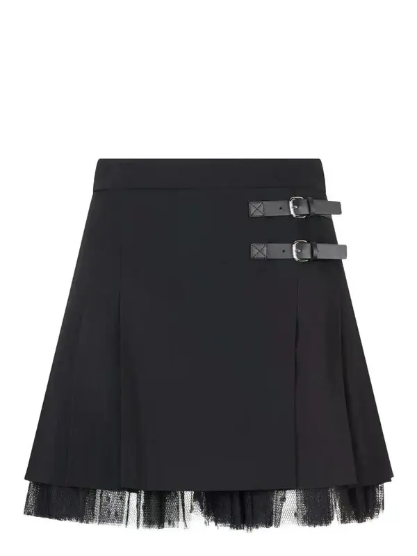 Valentino Garavani Buckle-trim Pleated Skirt - Black