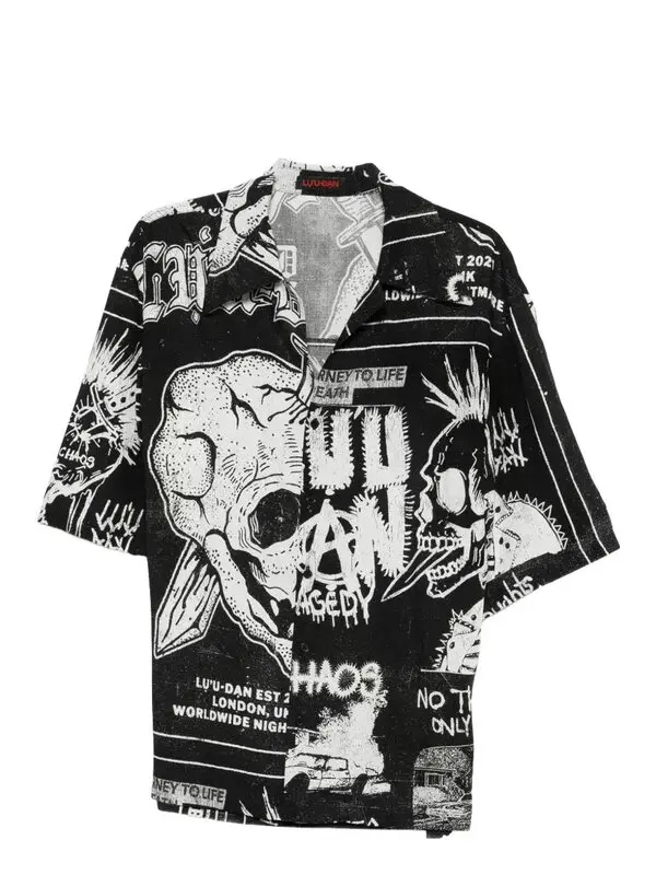LỰU ĐẠN Skull-print Shirt - Black