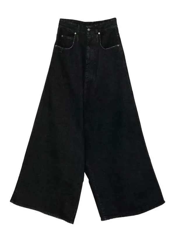 LỰU ĐẠN Drop Crotch Wide Leg Jeans - Black
