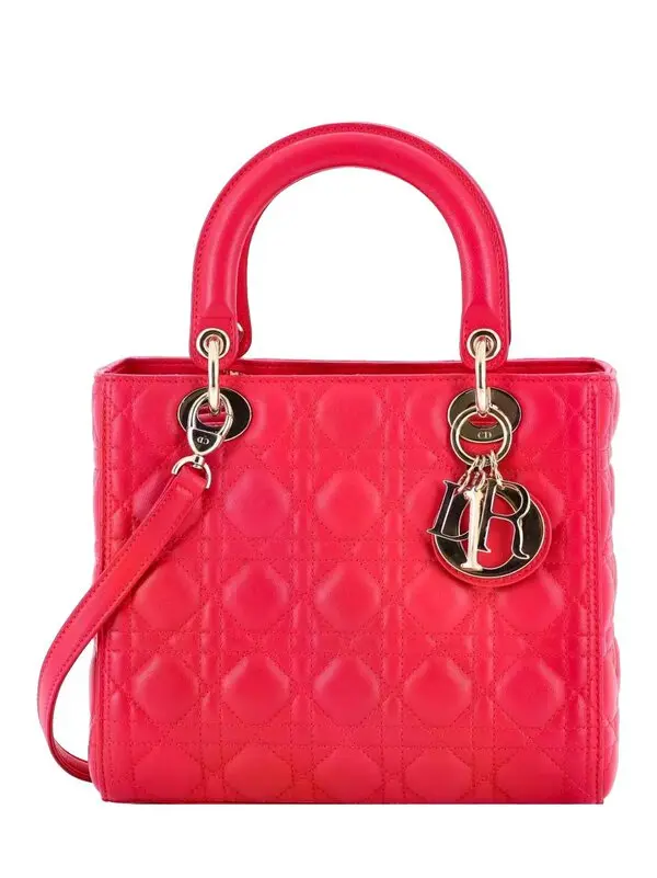 Dior Lady Medium Satchel Cannage Quilt Lambskin - Pink