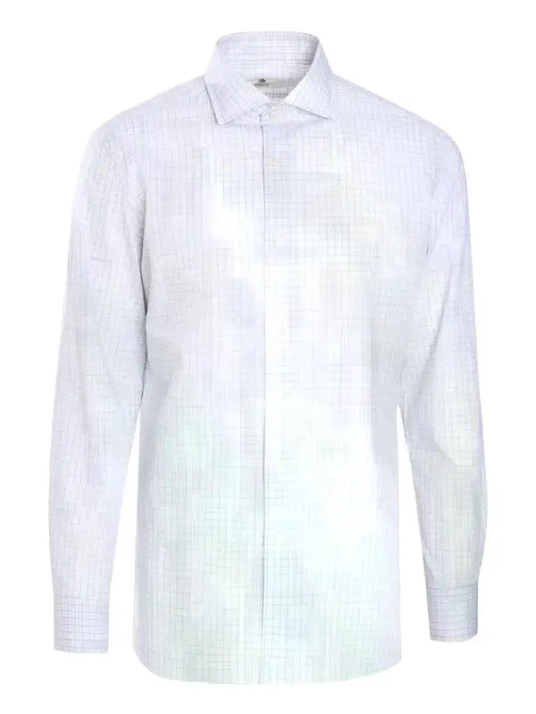LUIGI BORRELLI Long-sleeve Check-pattern Shirt - White