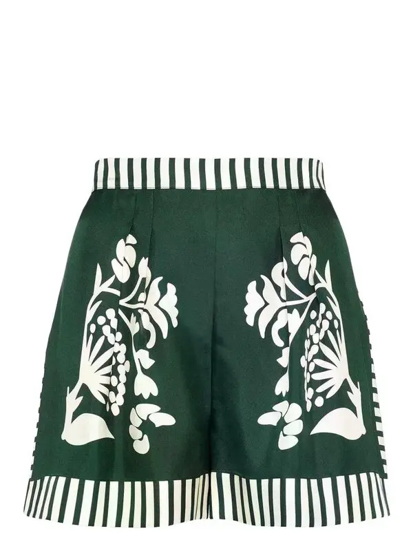 ERES Floral-print Striped Shorts - Green