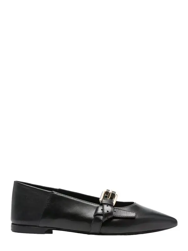 Moschino Buckle Strap Ballet Flats - Black