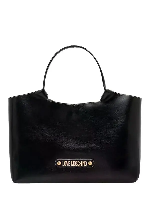 Moschino Logo Appliqué Tote - Black