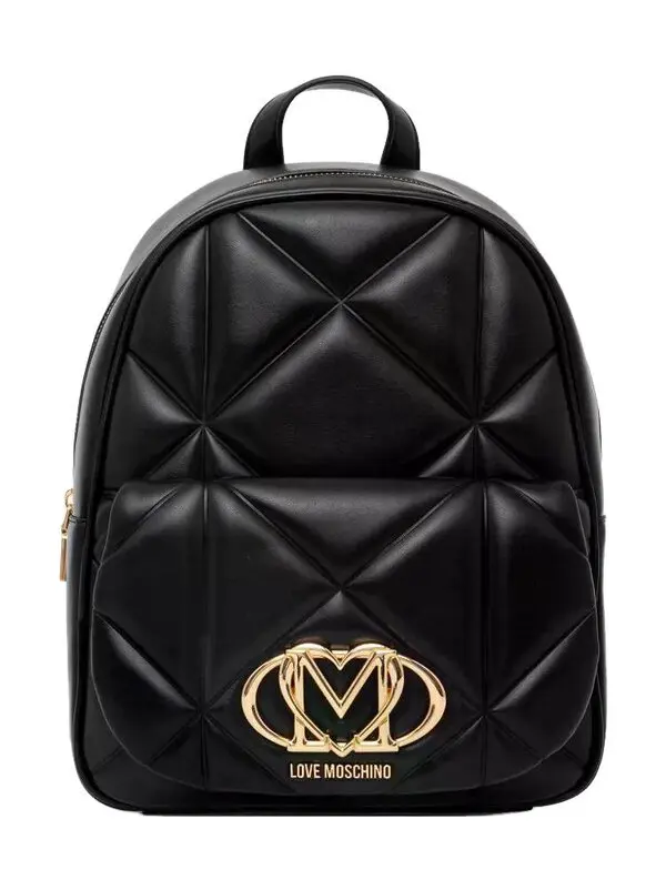 Moschino Quilted Logo-detail Backpack - Black