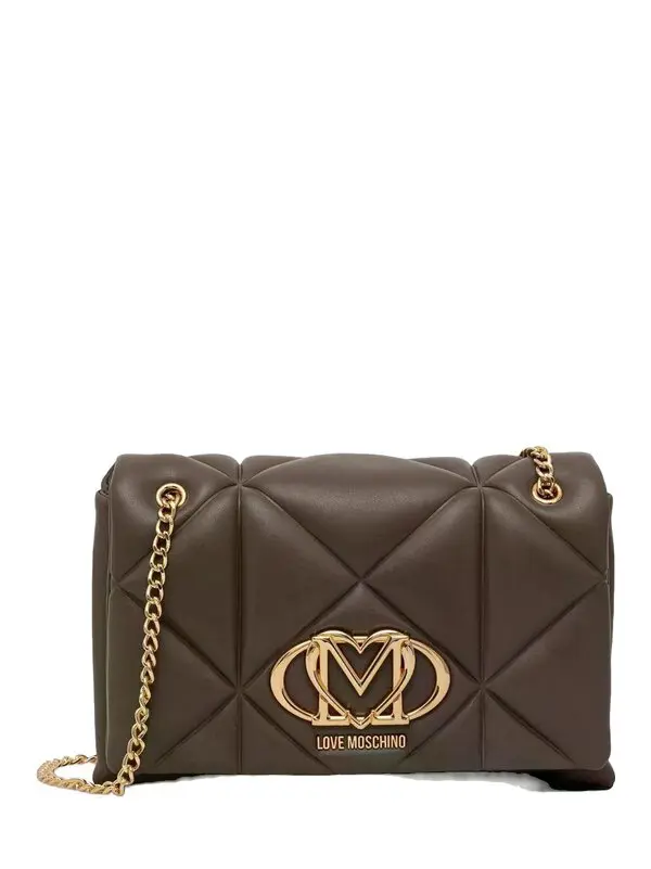 Moschino Quilted Crossbody Bag With Chain Strap - Brown
