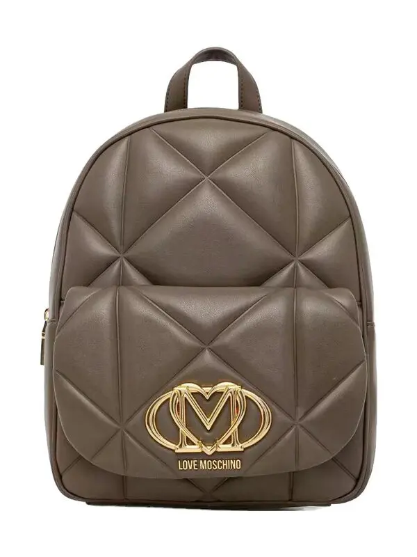 Moschino Quilted Logo-plaque Backpack - Brown