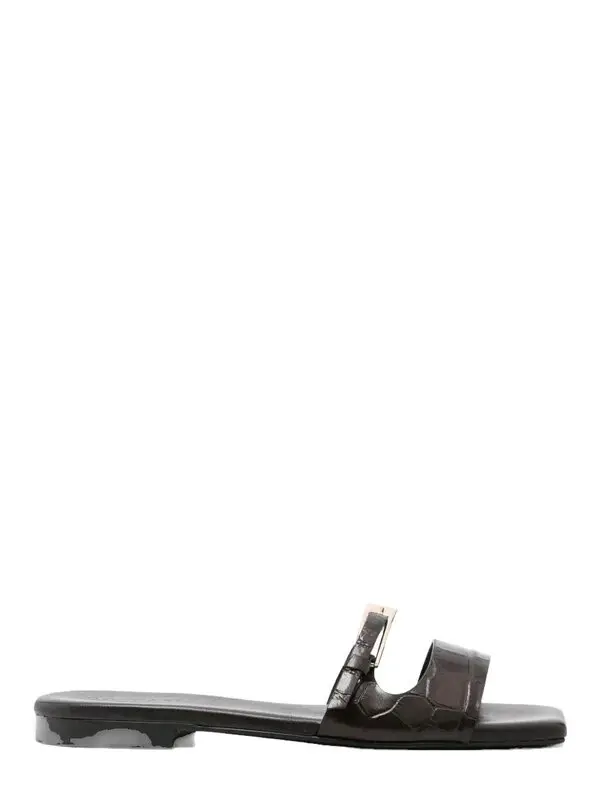 DONNARÌ Leather Sandals With Buckle Detail - Brown