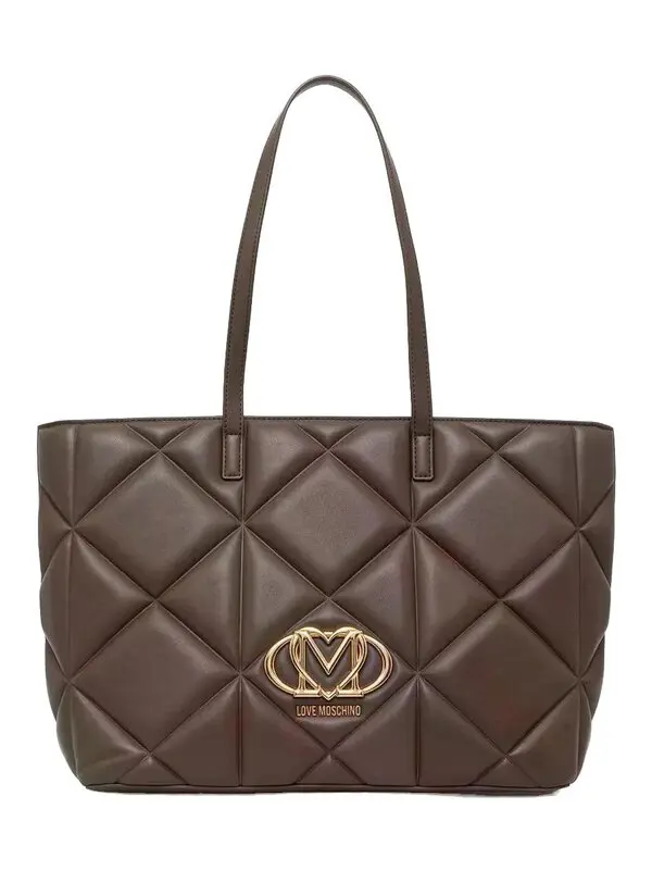 Moschino Quilted Logo-detail Tote - Brown