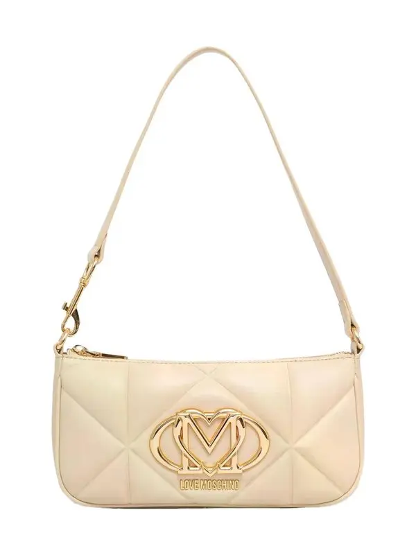 Moschino Quilted Logo-plaque Tote - Neutrals