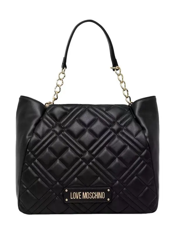 Moschino Quilted Tote Bag With Chain Detail - Black