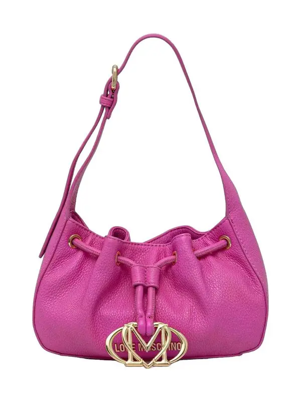 Moschino Logo-plaque Shoulder Bag With Drawstring - Pink