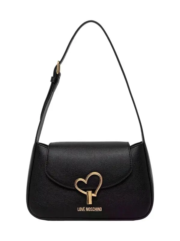 Moschino Heart Turnlock Shoulder Bag - Black
