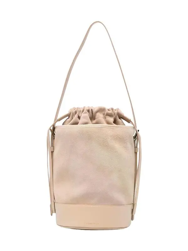 Fabiana Filippi Calf Suede Drawstring Bucket Bag - Neutrals