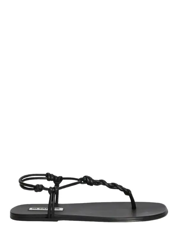JIL SANDER Knotted-strap Flat Sandals - Black