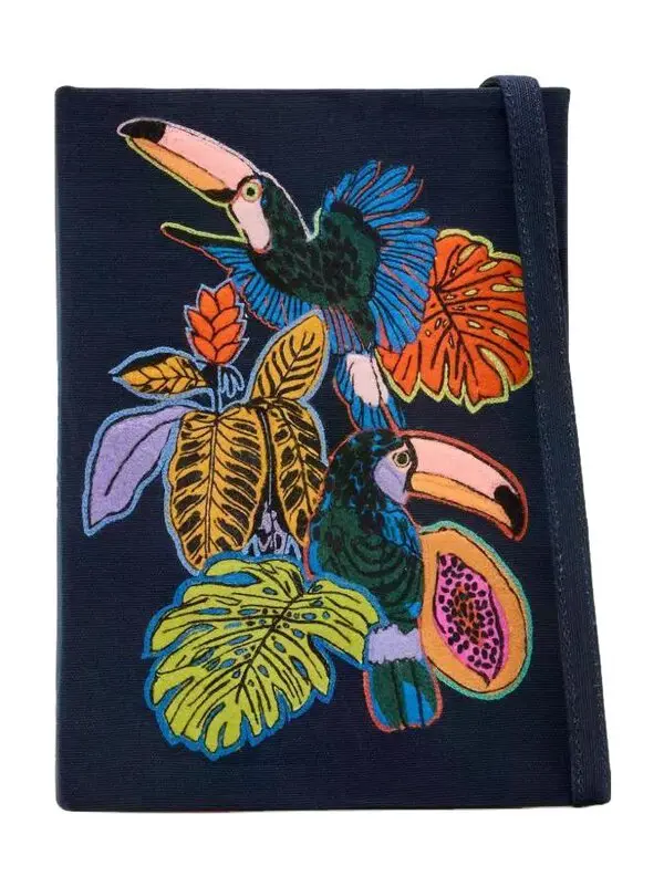 OLYMPIA LE-TAN Tropicalia-embroidered Clutch - Blue