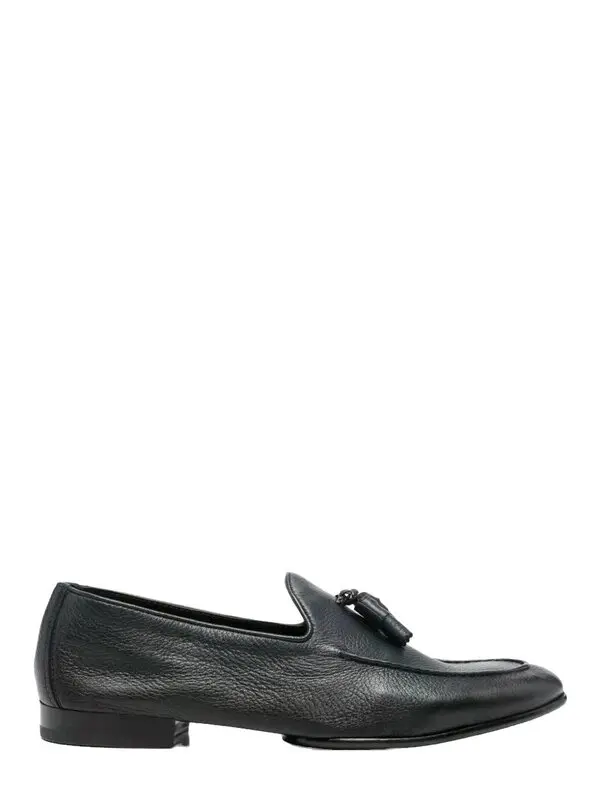 DOUCAL'S Grained Leather Tassel Loafers - Blue